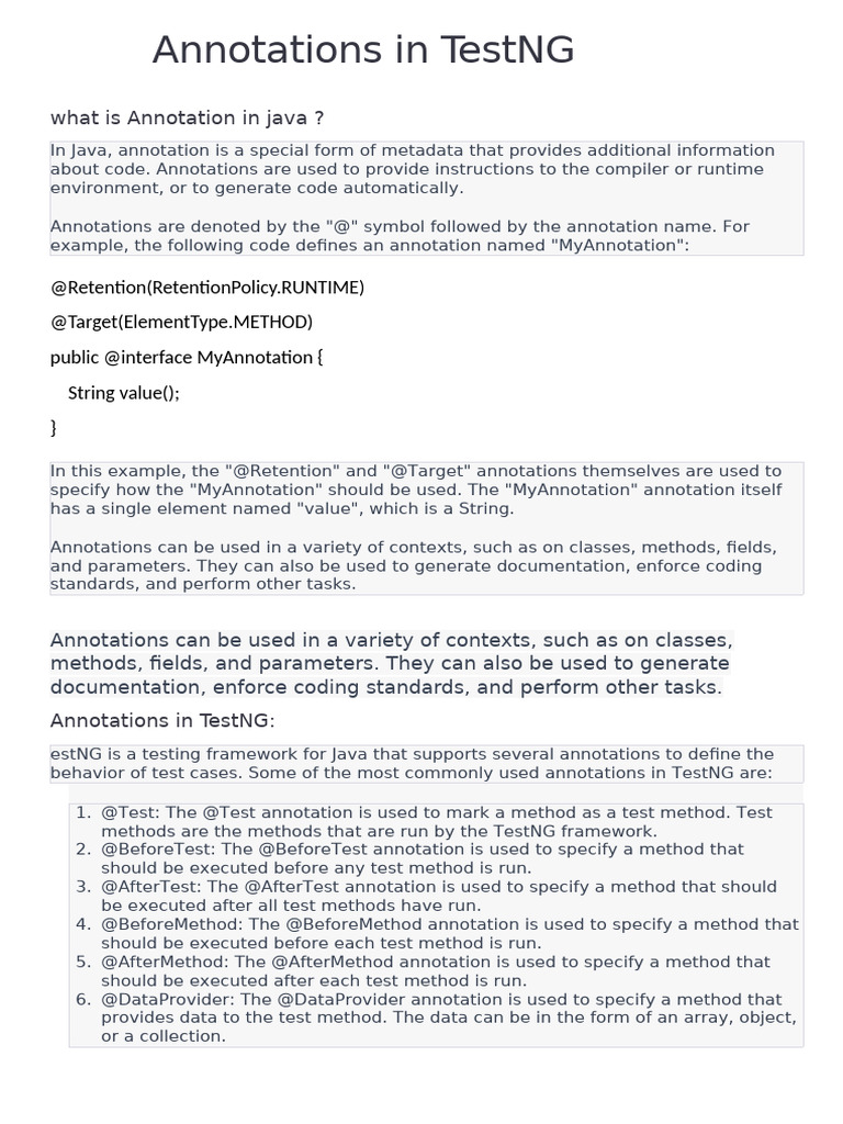 5.annotations in TestNG | PDF