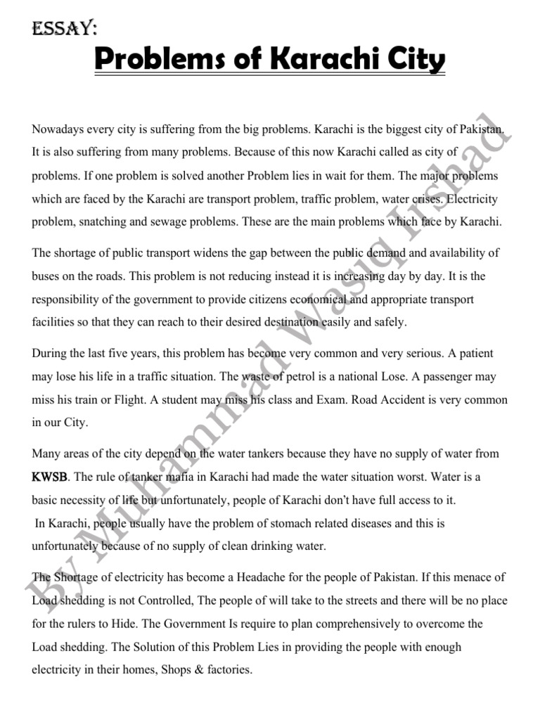 Problems of Karachi City | PDF
