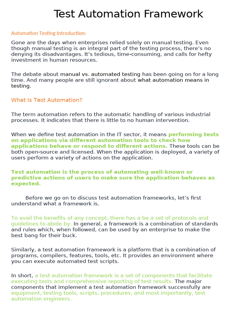 Automation Framework | PDF