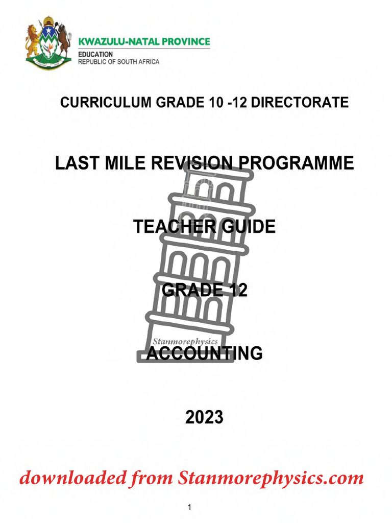 2023 Accounting Grade 12 TEACHER GUIDE Final Push | PDF