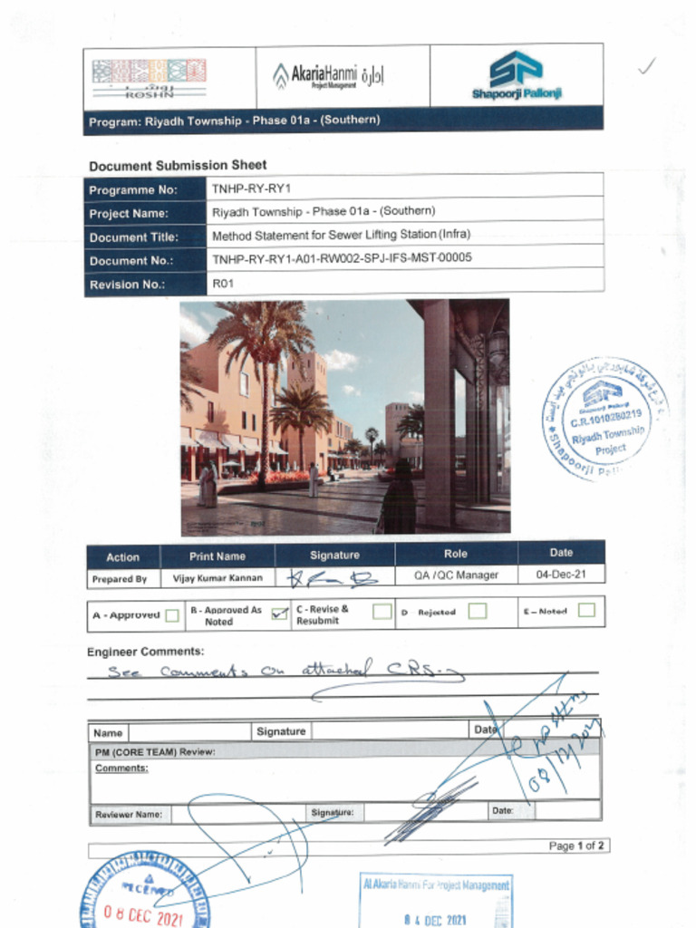 Method Statement For Sewer Lifting Station (Infra) - B | PDF