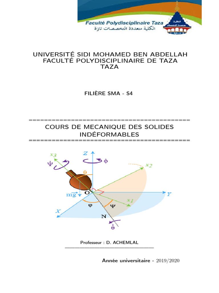 cours Mecanique Solide Fpt-Taza Sma4 | PDF