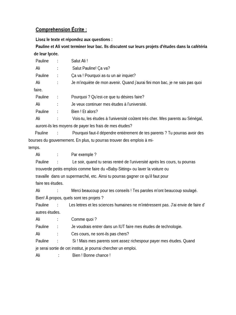 Comprehension Écrite 1 | PDF
