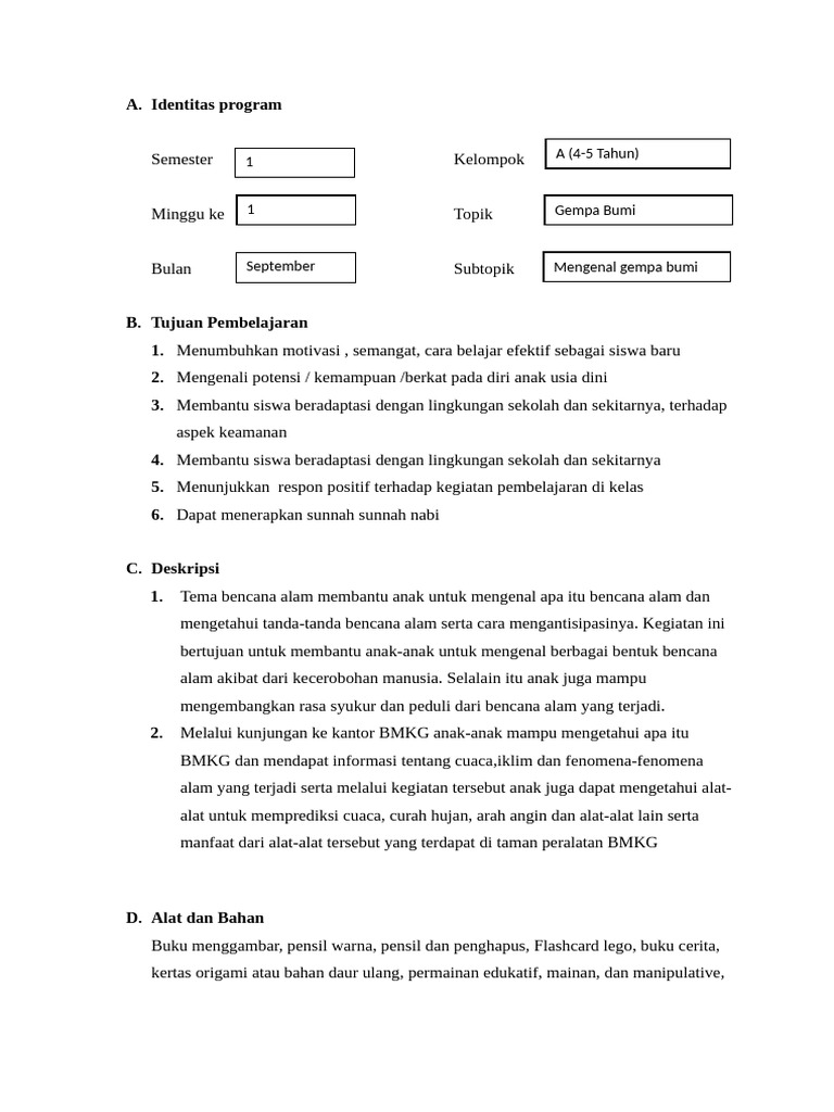 RPPH Hari Ke-1 (A) | PDF