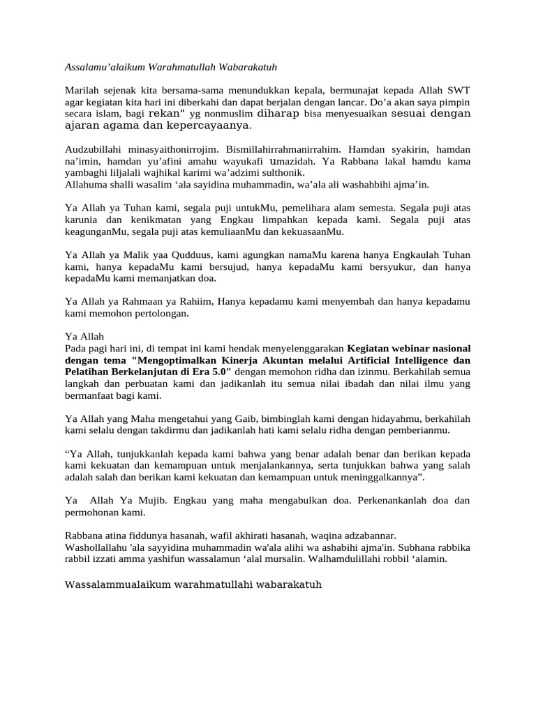 Teks Do'a Webnas NAF 2024 | PDF