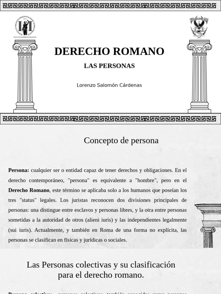 Derecho Romano - Unidad II - LAS PERSONAS | PDF