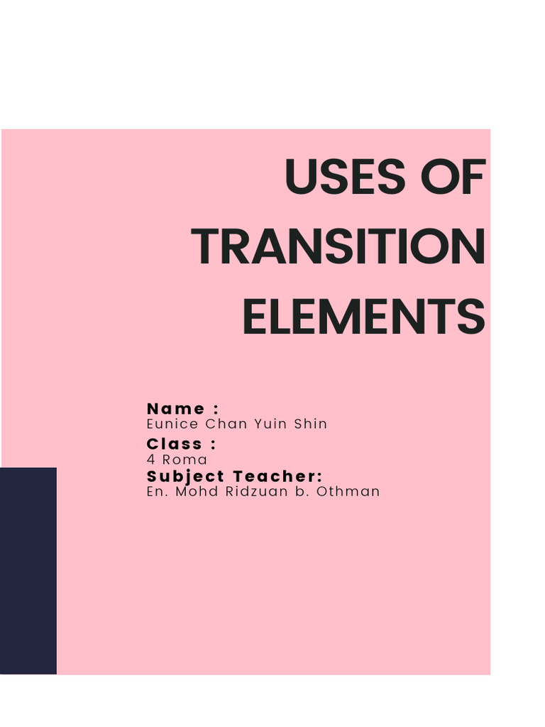 Uses of Transition Elements - Pagenumber | PDF