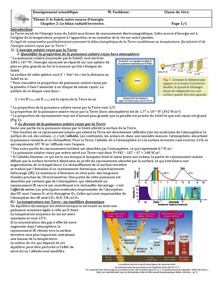 Le Bilan Radiatif Terrestre | PDF