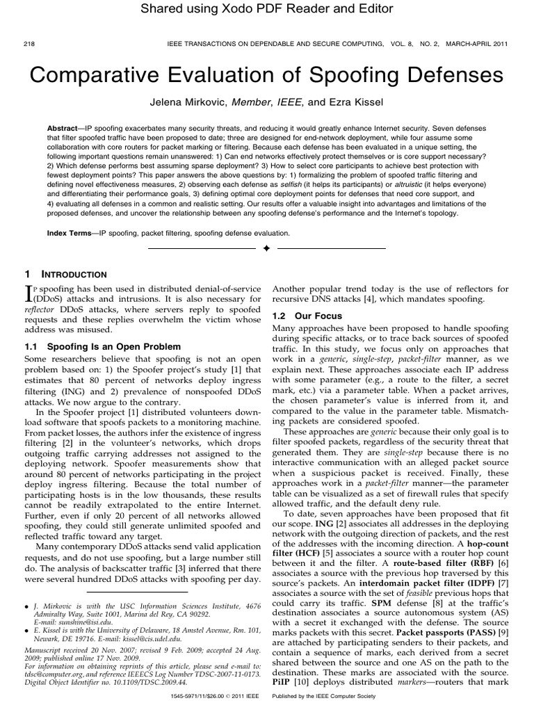 Comparative Evaluation of Spoofing Defenses | PDF