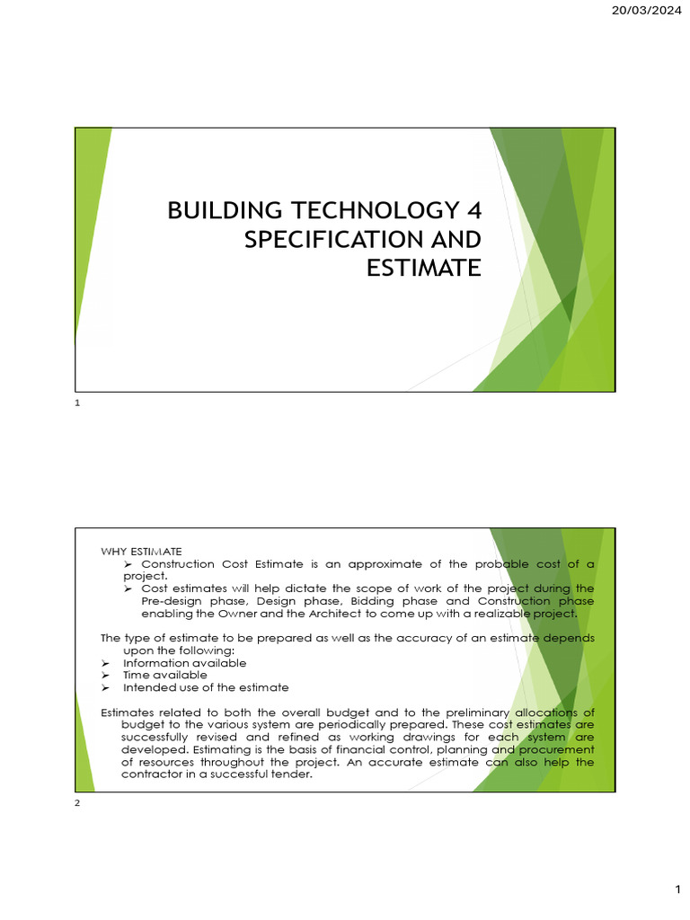 Bt4 Lecture Estimate - Midterm | PDF