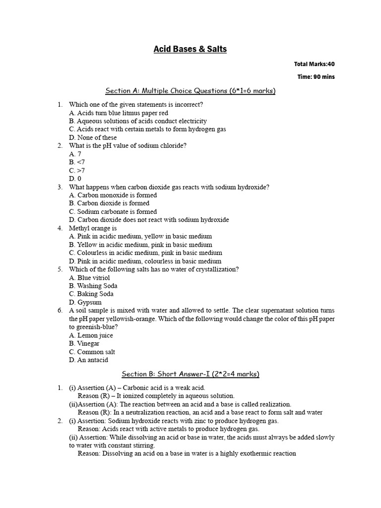 Test Acid Bases | PDF