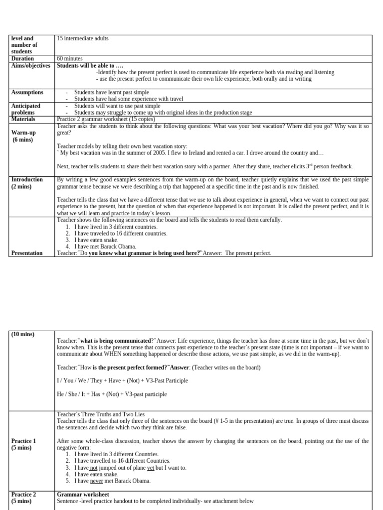 PPP Lesson Plan Done | PDF