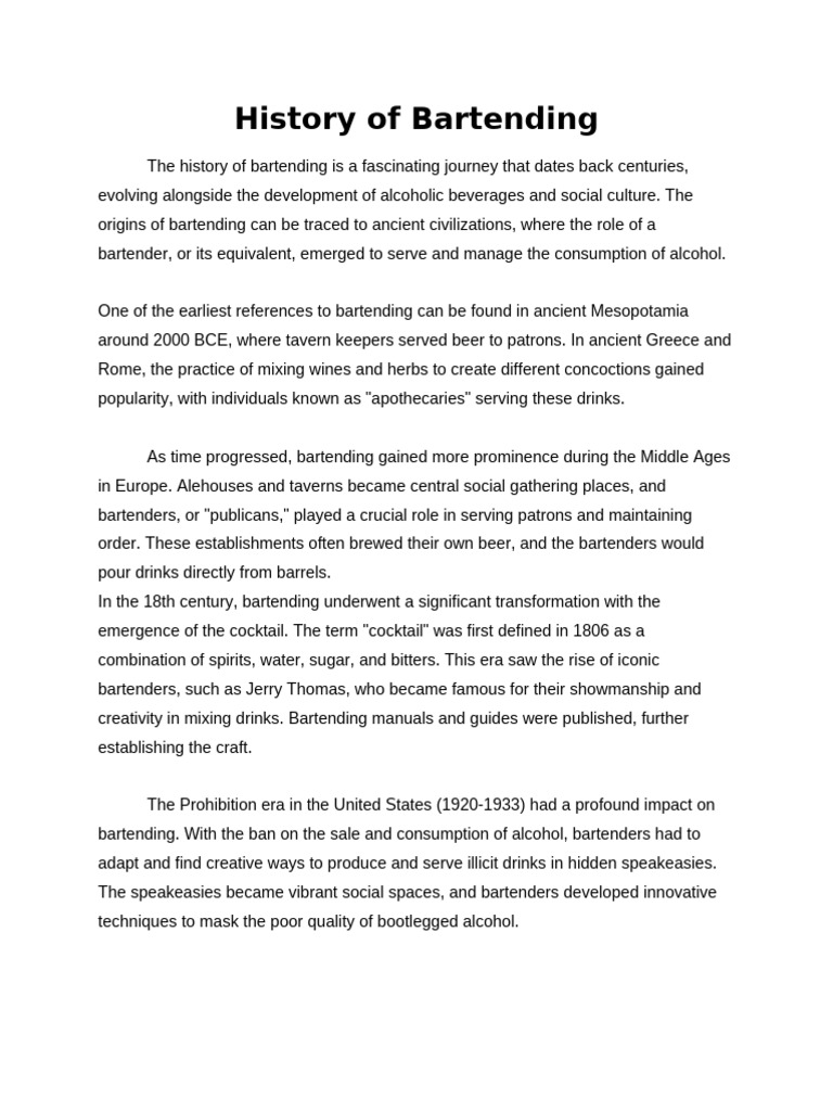 History of Bartending | PDF