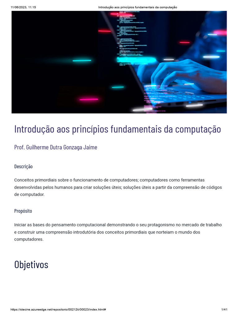 Pensamento Computacional - Estácio (Apostila) | PDF
