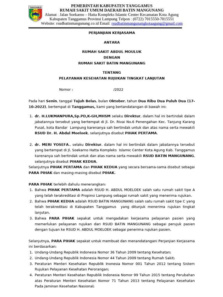 Mou Rs Dengan Rsam | PDF