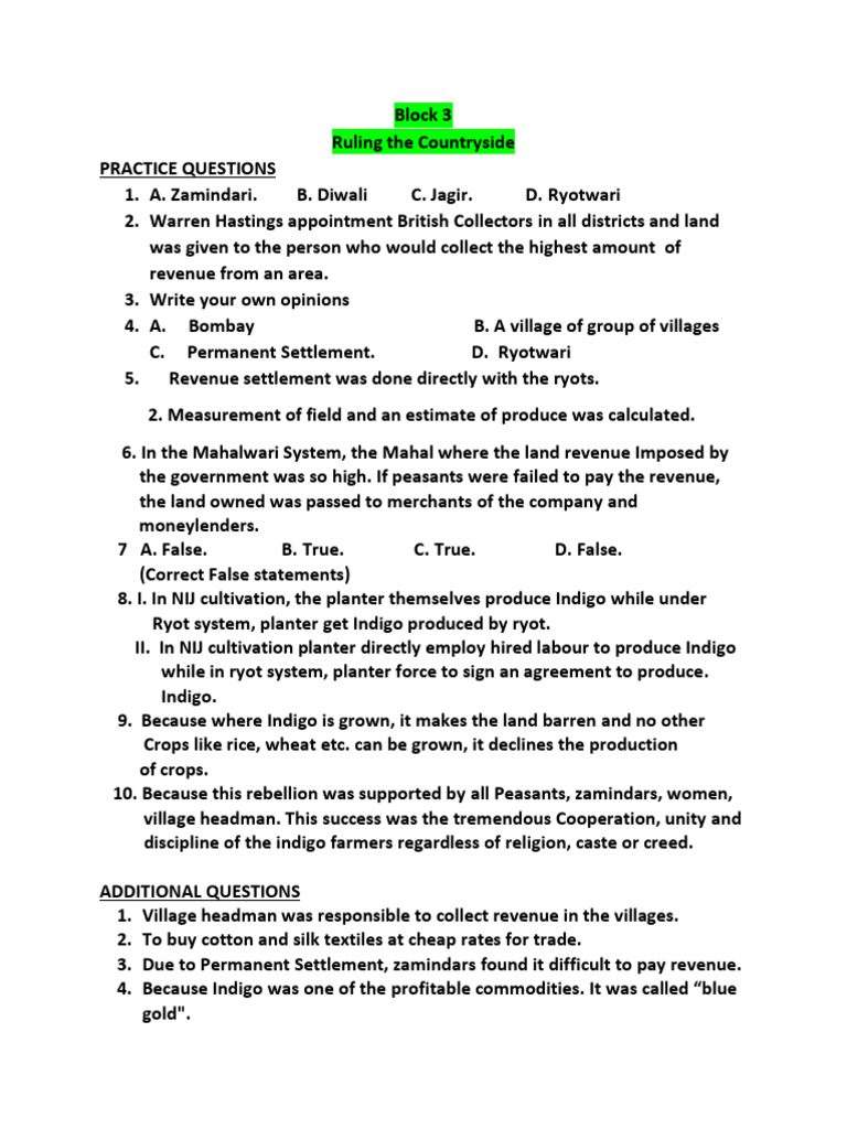 Block 3 Answer Key | PDF