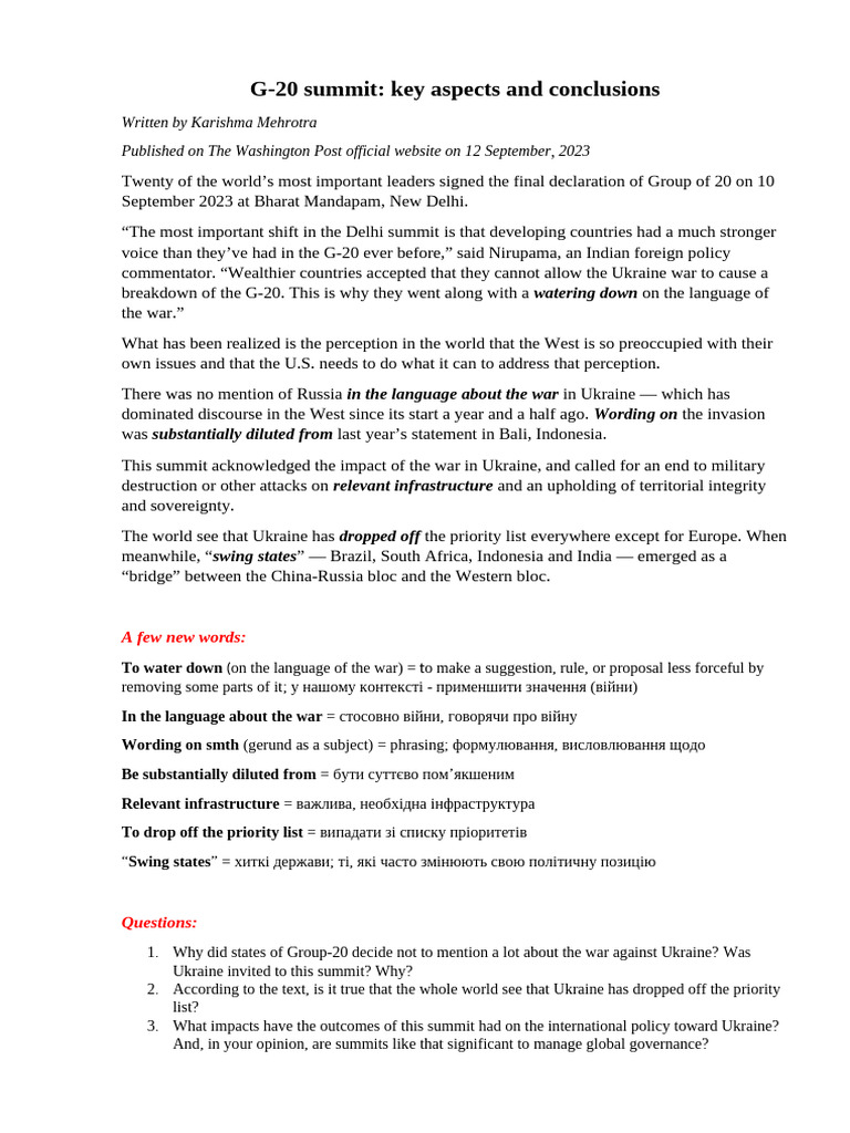 G-20 Summit | PDF