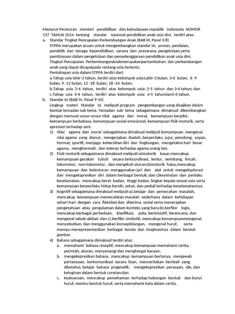 Macam Standar Pengelolaan Paud | PDF