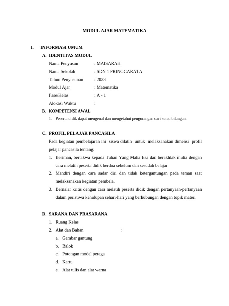 Modul Ajar Berajah Edit | PDF