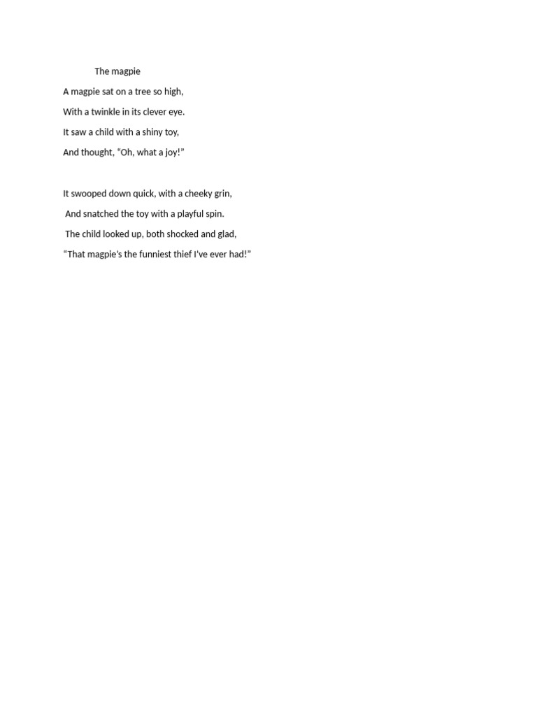 Poem About Magpie | PDF