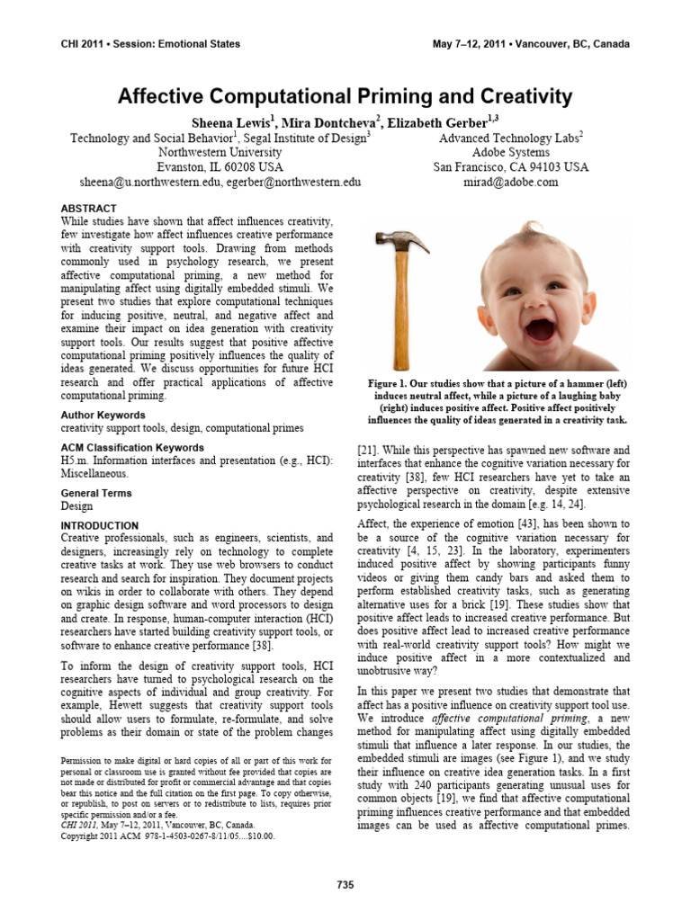 Affective Computational Priming and Creativity | PDF