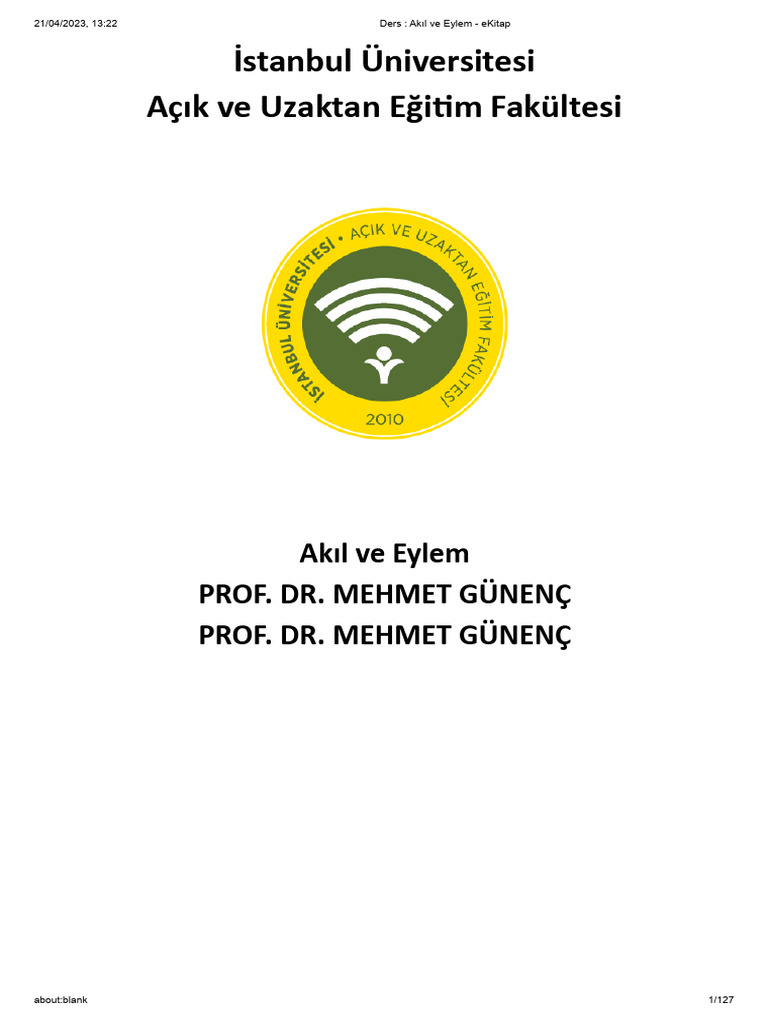 Ders - Akıl Ve Eylem - eKitap-Donem3 | PDF