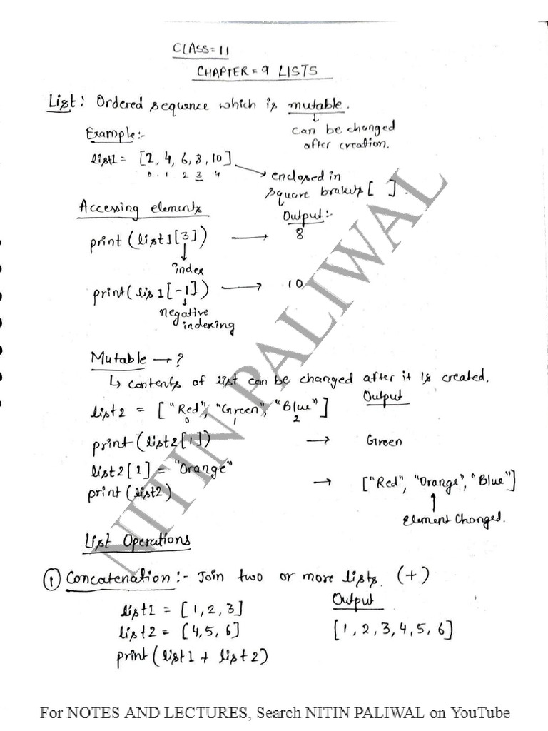 Class 11 Cs Lists Pdf