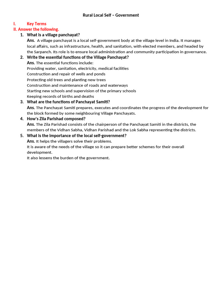 Rural Local Self-Government | PDF | Social Science