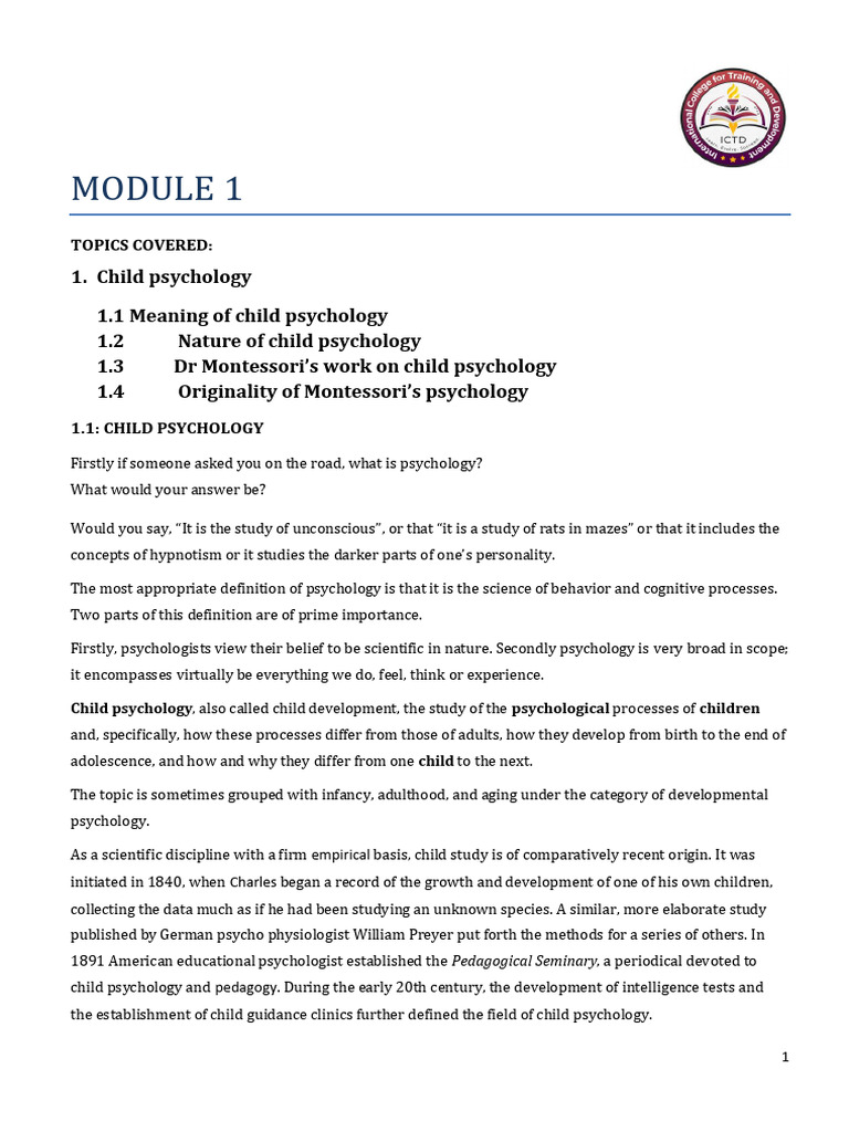 Module1 Child-Psychology | PDF