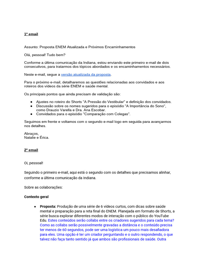 Proposta ENEM Atualizada e Próximos Encaminhamentos | PDF