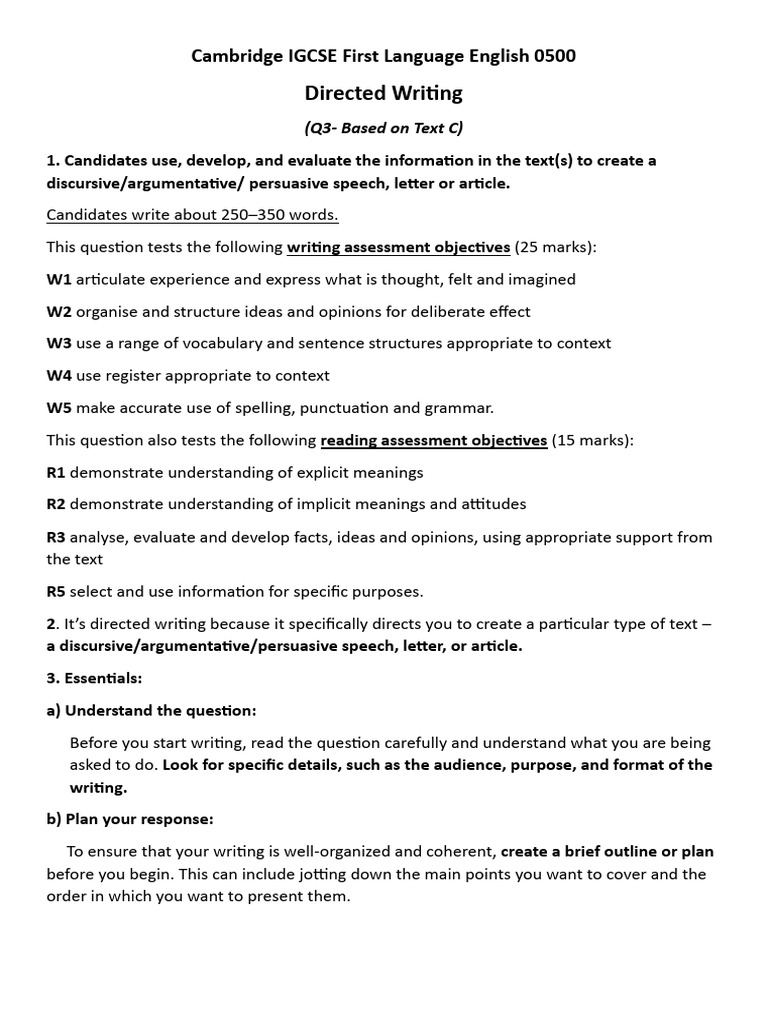 Conventions of Directed Writing | PDF