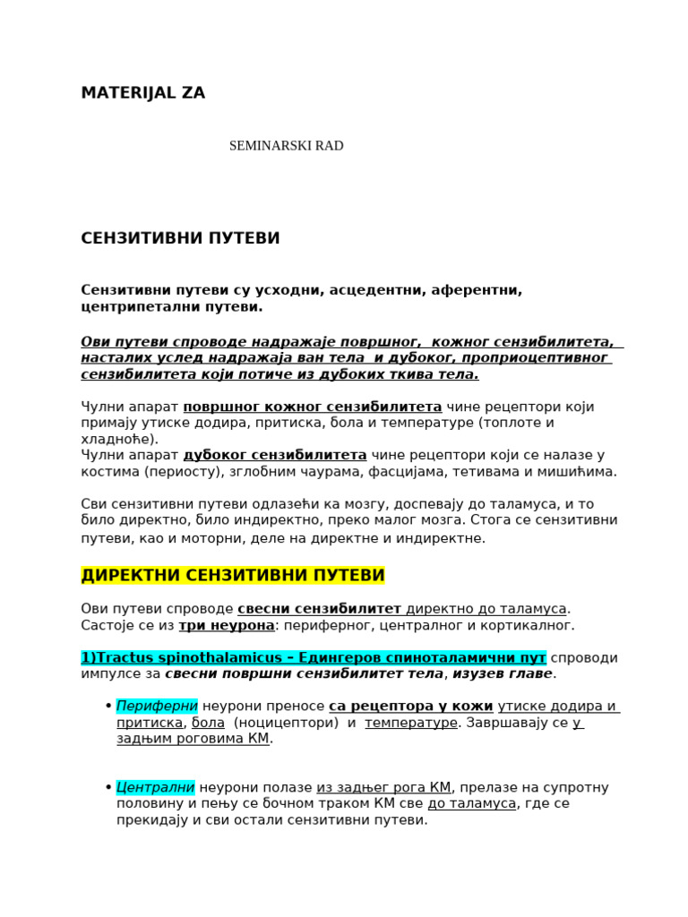 14 Senzitivni Putevi | PDF