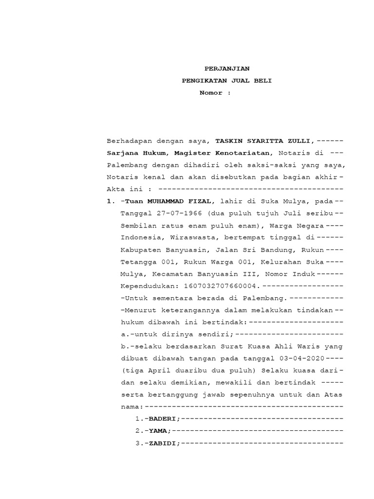 Perjanjian Pengikatan Jual Beli | PDF | Indonesia