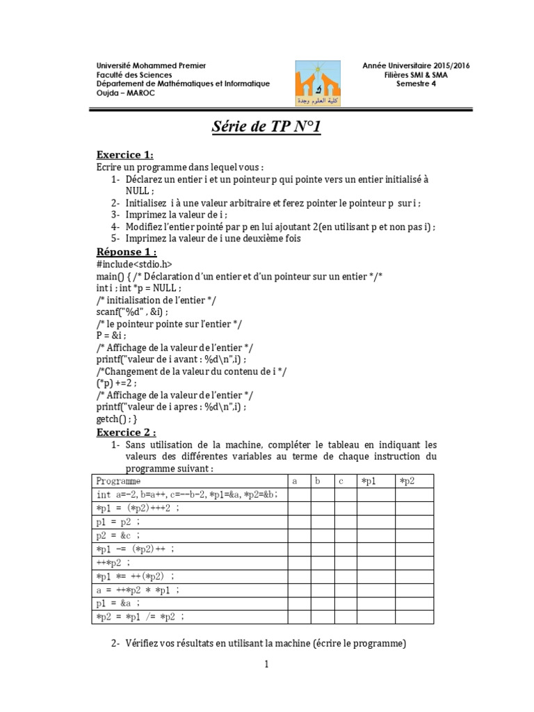 S4 SMI FSO Prog - TD1 | PDF