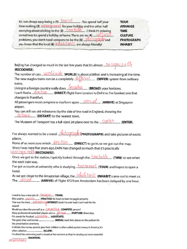 BÀI WORD FORMATION LEVEL B2 | PDF
