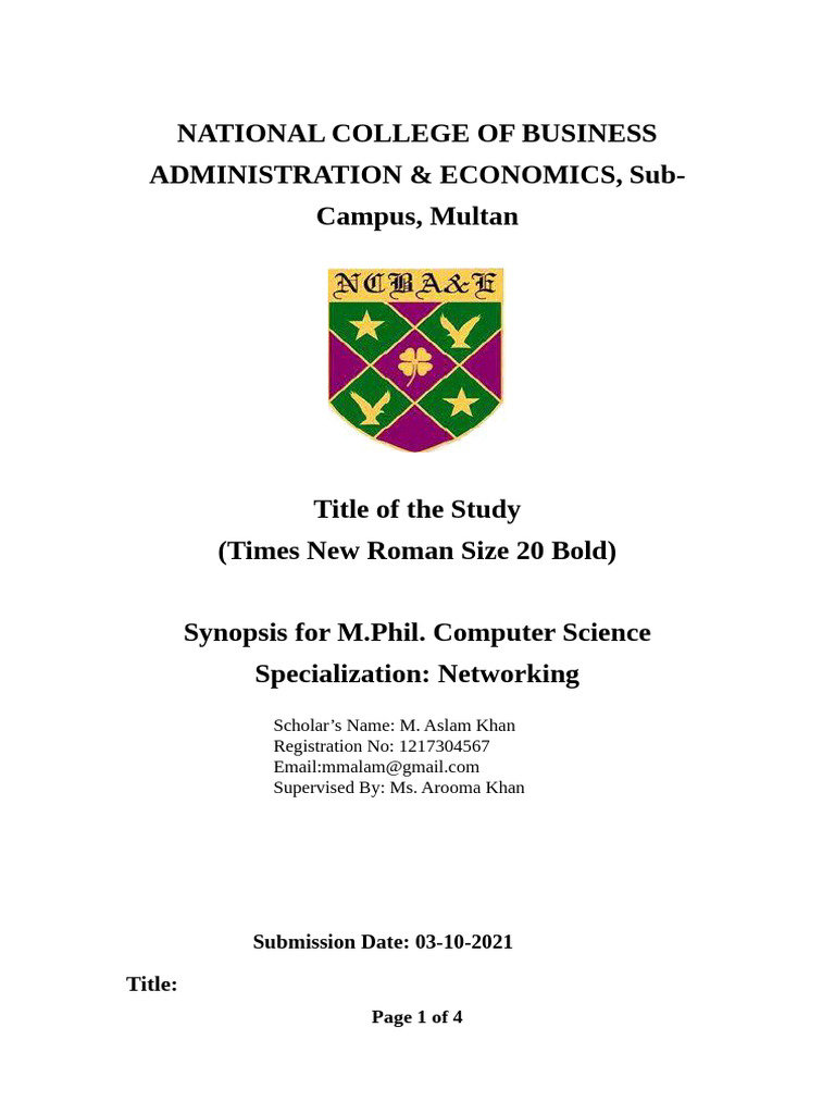 Synopsis Format | PDF