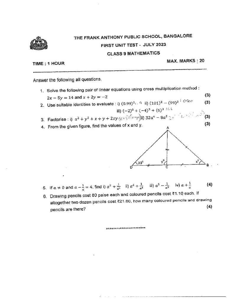 Unit Test Papers | PDF