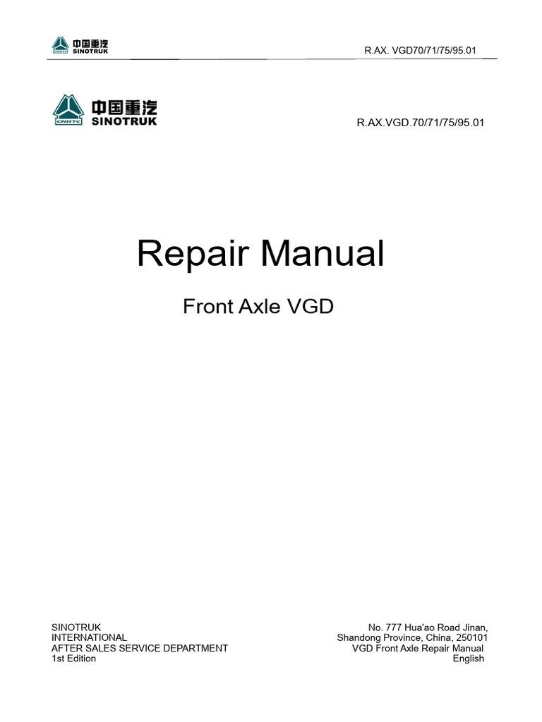 【英】The+Repair+Manual+of+VGD+Front+Axle +VGD前桥维修手册 | PDF