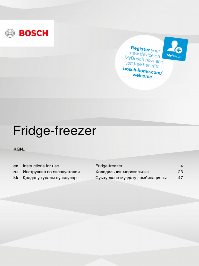 Bosch Instructions Fridge-Freezer | PDF