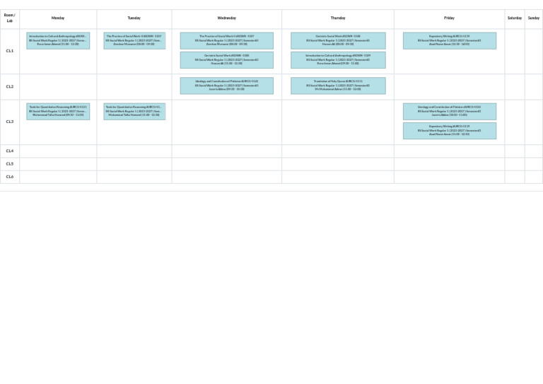 Social Work Semester 3 Schedule | PDF