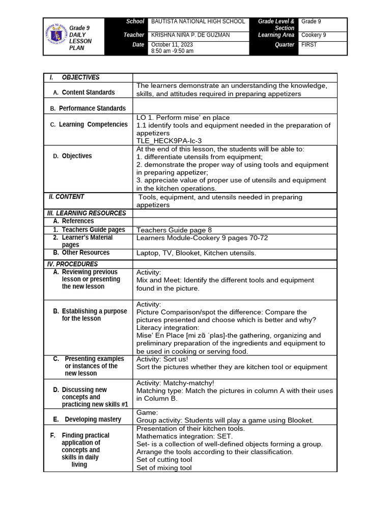 Cot 1 DLP 23-24-Krishna Nina de Guzman | PDF