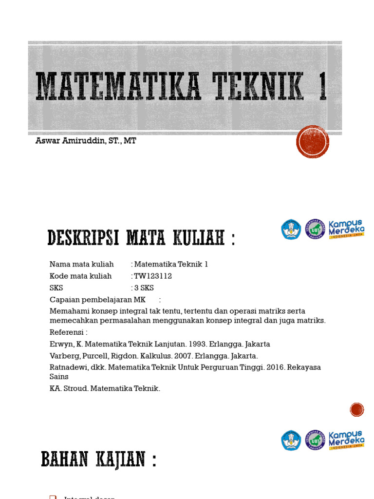 Pertemuan 1 Matematika Teknik 1 Pdf