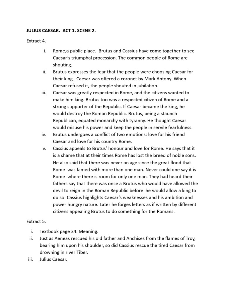 JULIUS CAESAR. Act 1. Sc2. Extract 4 - 7 (1) | PDF