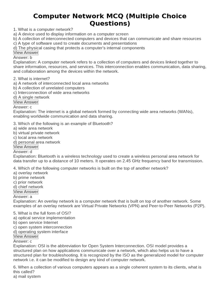 Networking MCQ | PDF