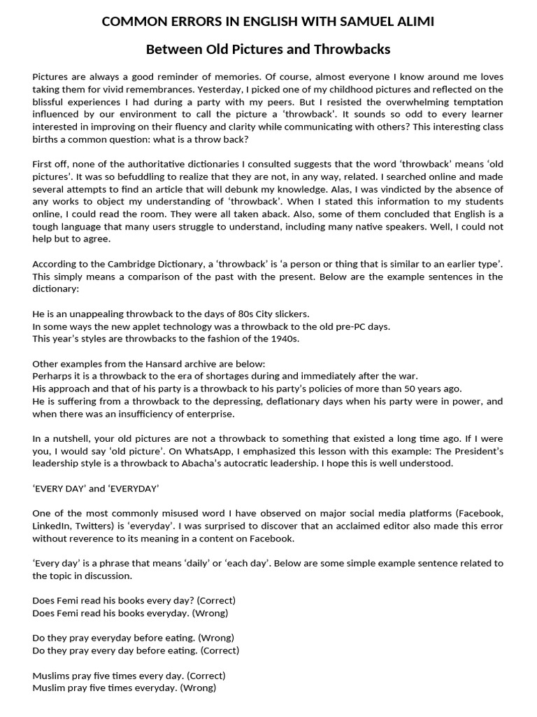 Common Errors in English With Samuel Alimi-2 | PDF | English Language ...