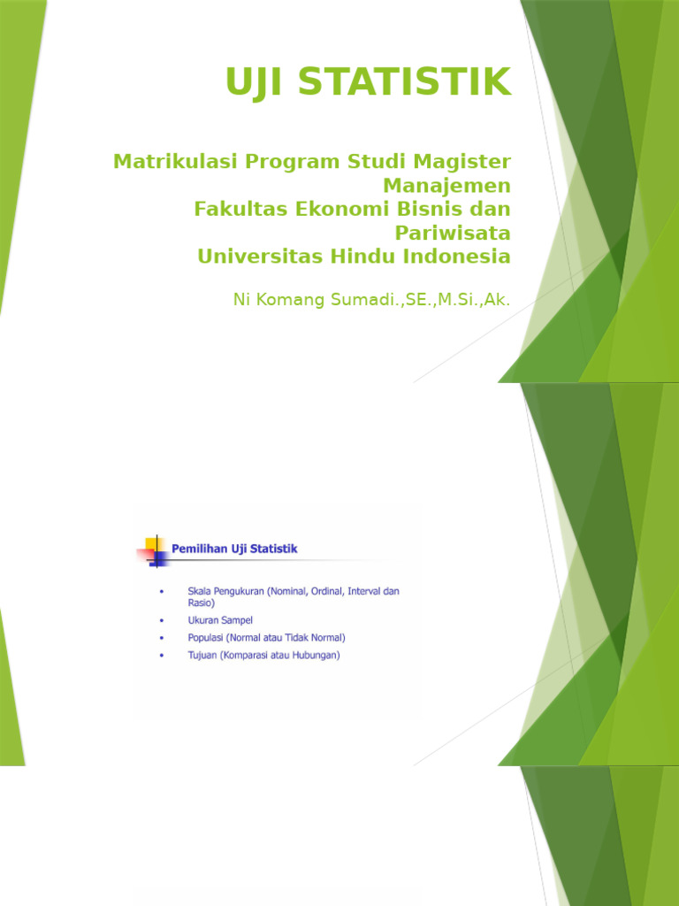 Materi PPT - Uji Statistik - Matrikulasi MM | PDF
