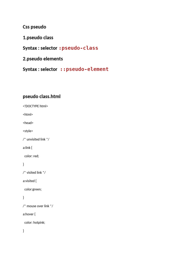 Css Pseudo Class & Elements | PDF