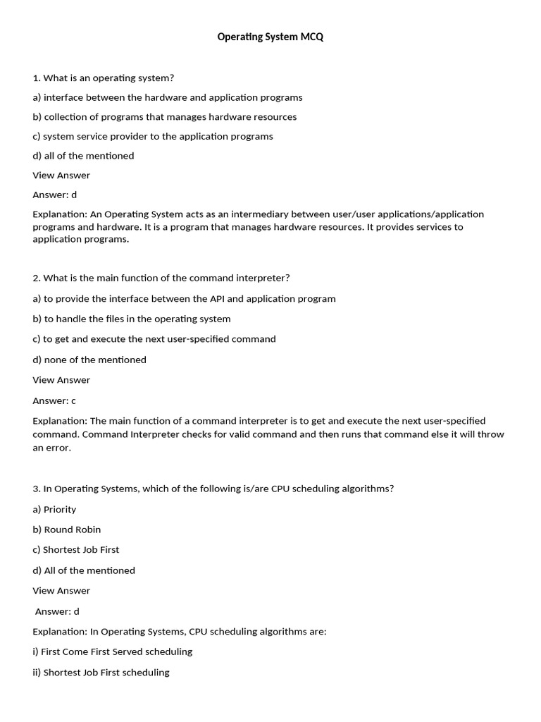 OS MCQ | PDF