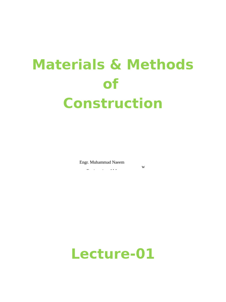 Lecture - 01 - Introduction To Construction Materials | PDF