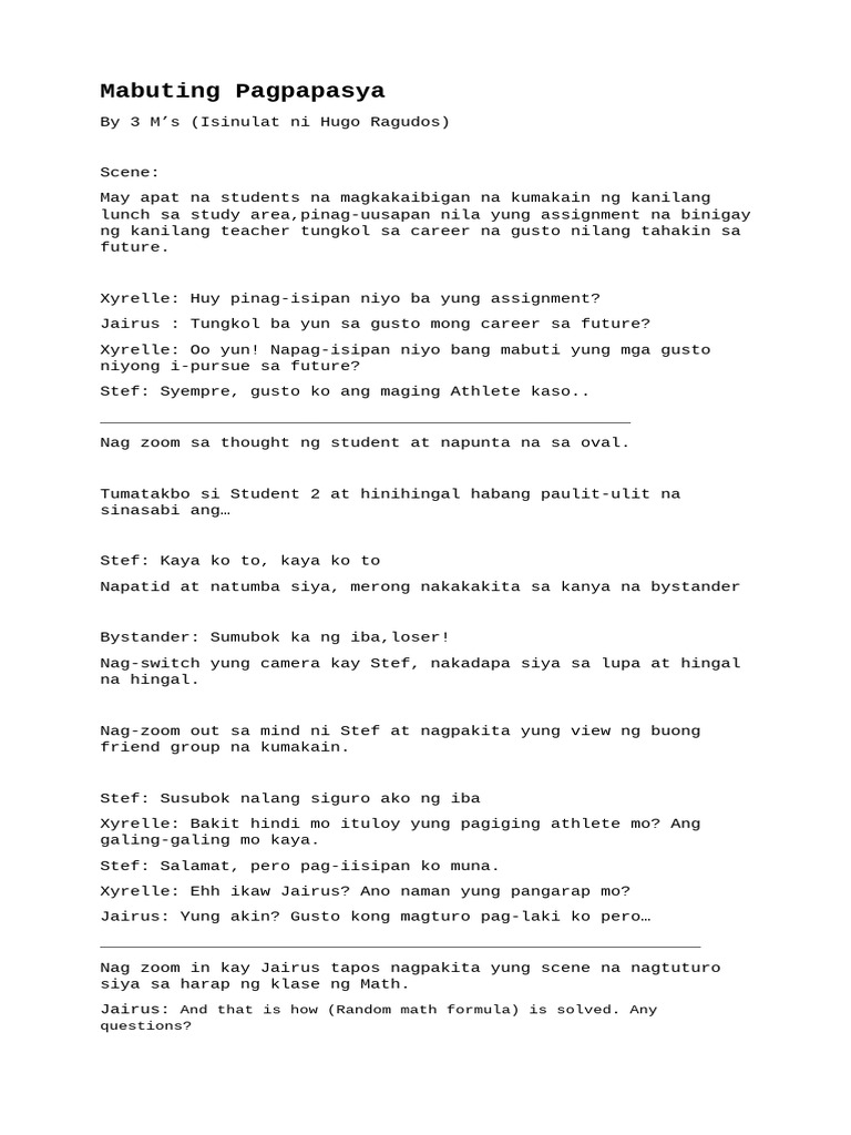 Esp Script (Pagpapasya) | PDF